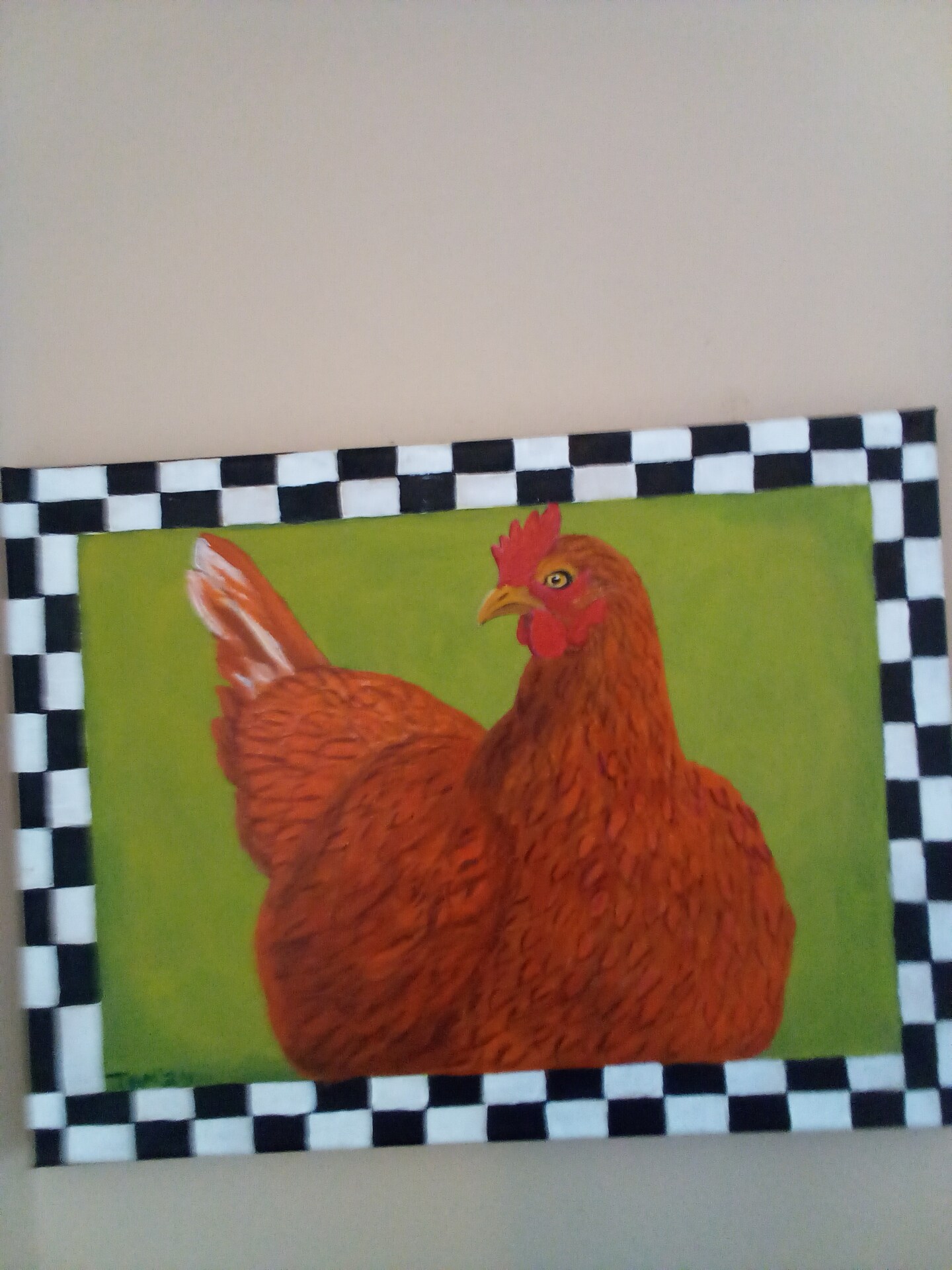 Original painting BOSSY RED HEN folk art chicken | MakerPlace by Michaels