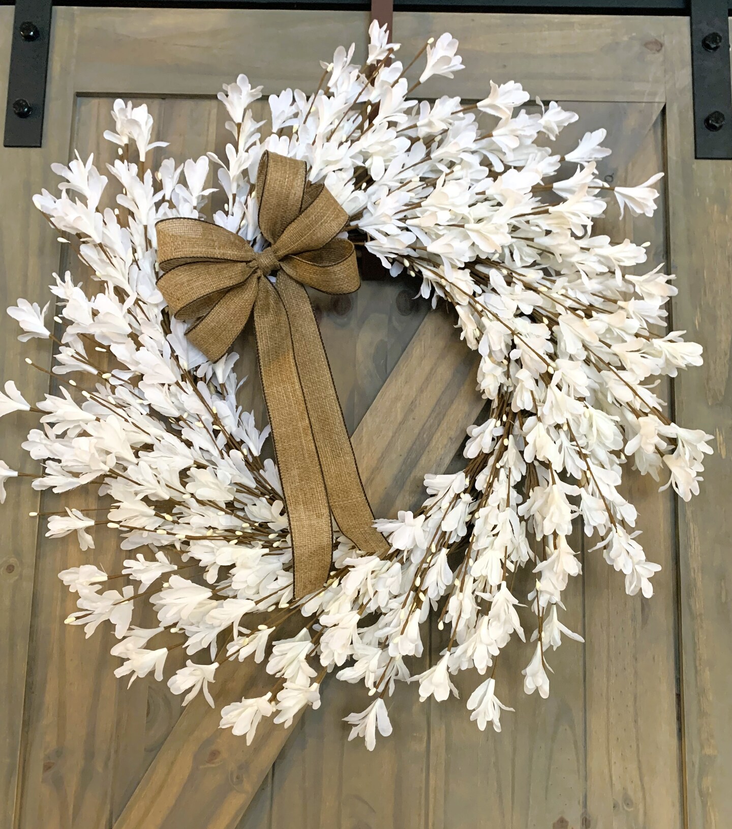 White Spring Summer Wreath, Farmhouse Wreath, Elegant Wreath White ...