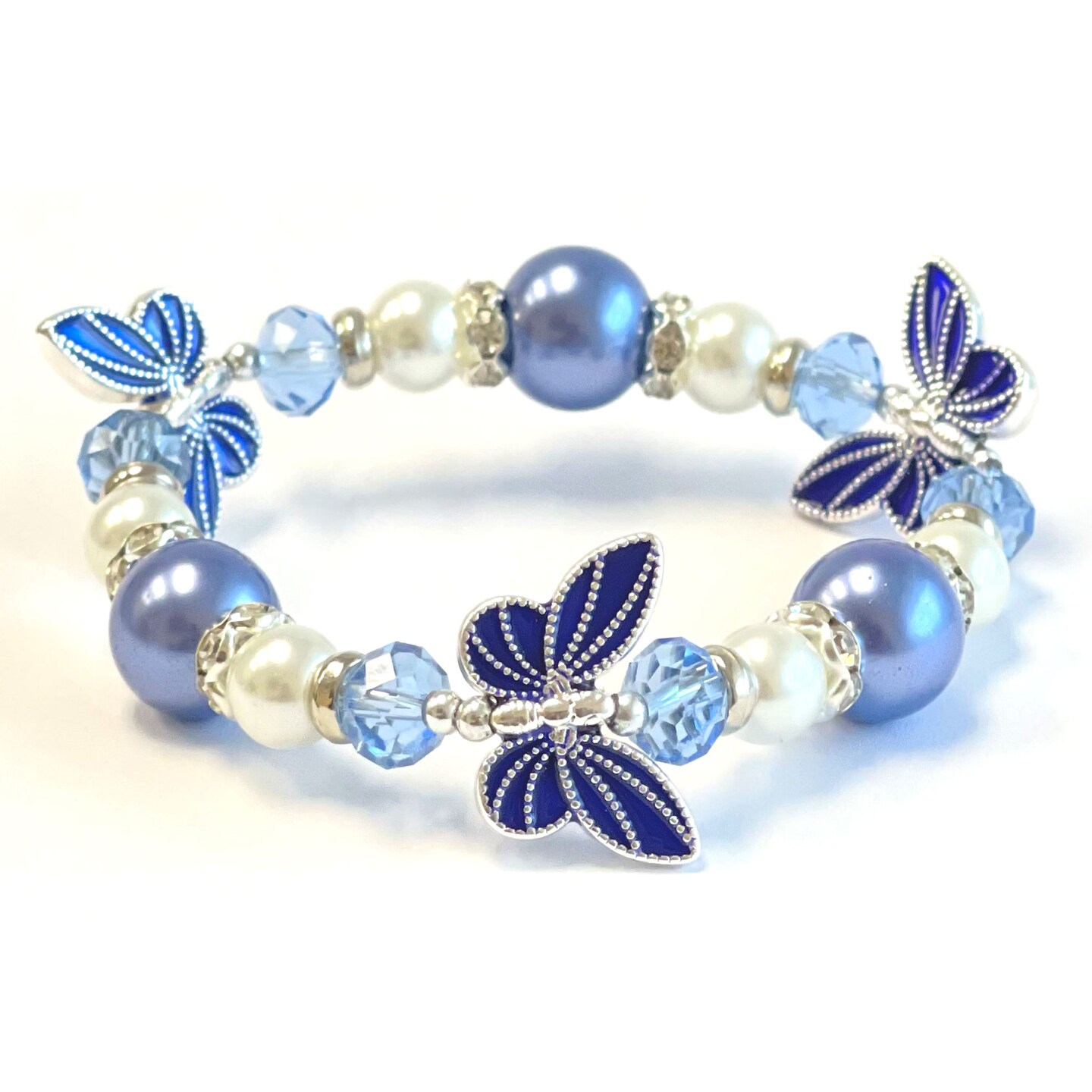 Butterfly Butterflies Beaded Bracelet For Women, Blue White Pink Green ...