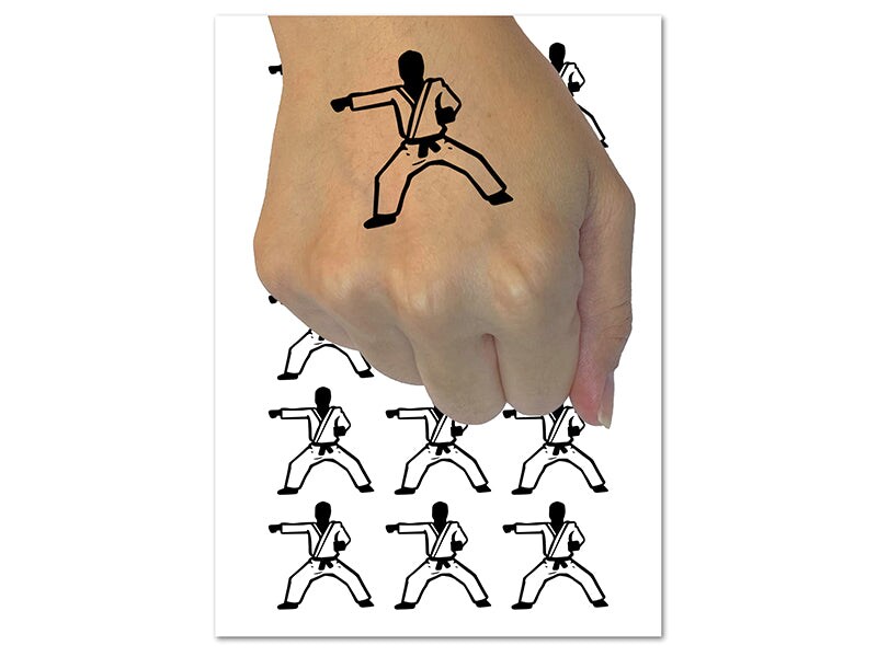 Kung Fu Martial Arts Rider Stance Karate Gi Temporary Tattoo Water ...
