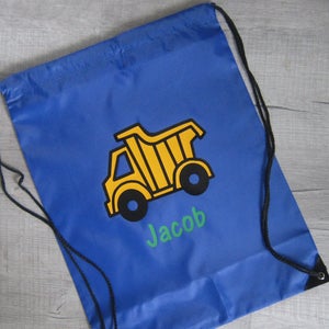 Personalized Custom Name Dump Truck Drawstring Bag, Construction ...