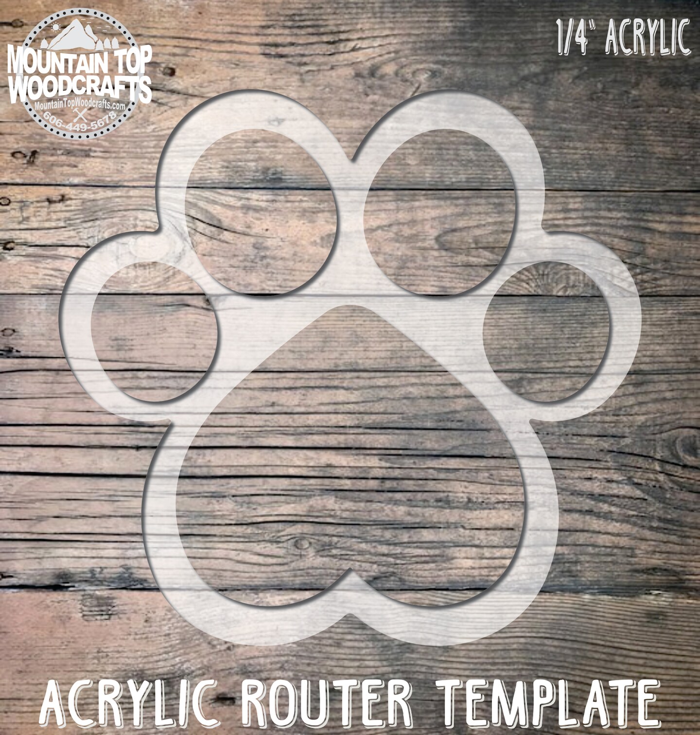 Paw Print Rounded Tray ~ Acrylic Inlay Wood Router Template Stencil ...