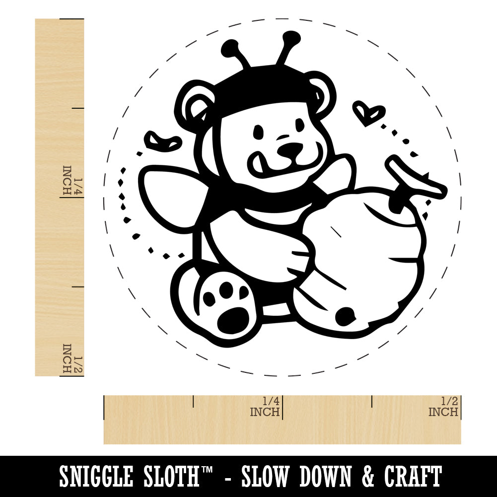 Hungry Honey Bear with Bee Hive Self-Inking Rubber Stamp Ink Stamper ...