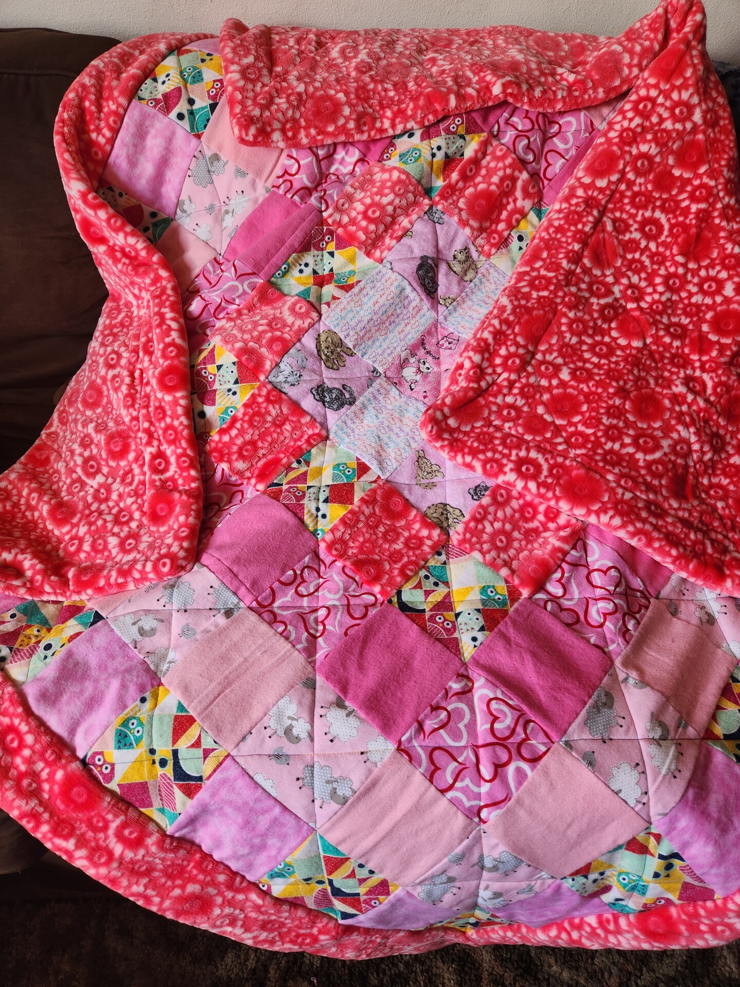 Pink plush baby or tiddler cuddle quilt | MakerPlace by Michaels