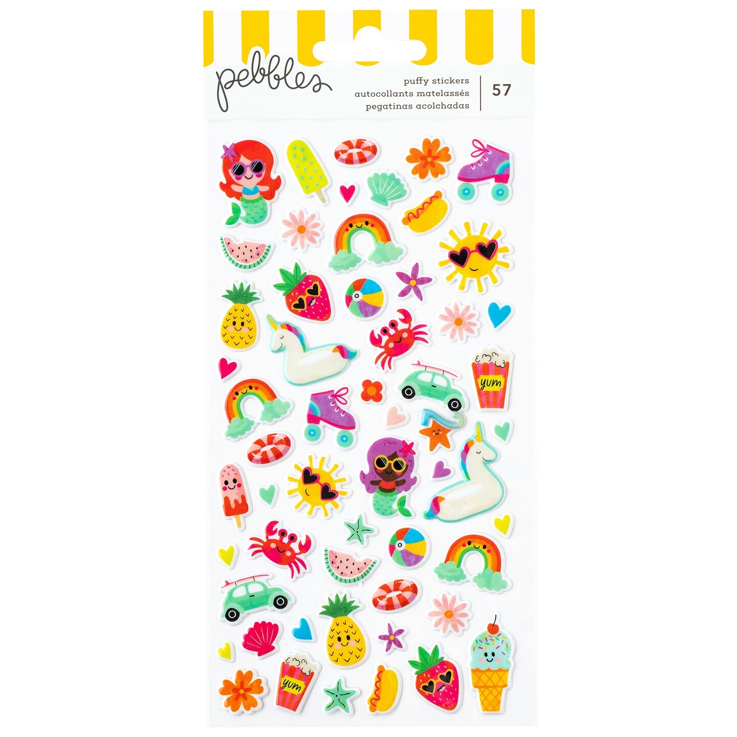 Pebbles Fun In The Sun Puffy Stickers 57/Pkg-Glossy Icons | Michaels