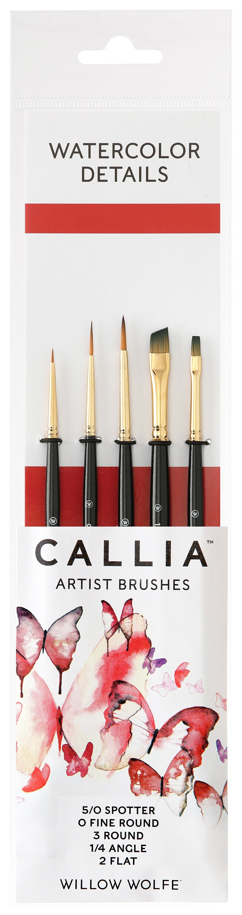 Willow Wolfe Callia Artist Watercolor Details Brush Set-Spotter, Fine ...