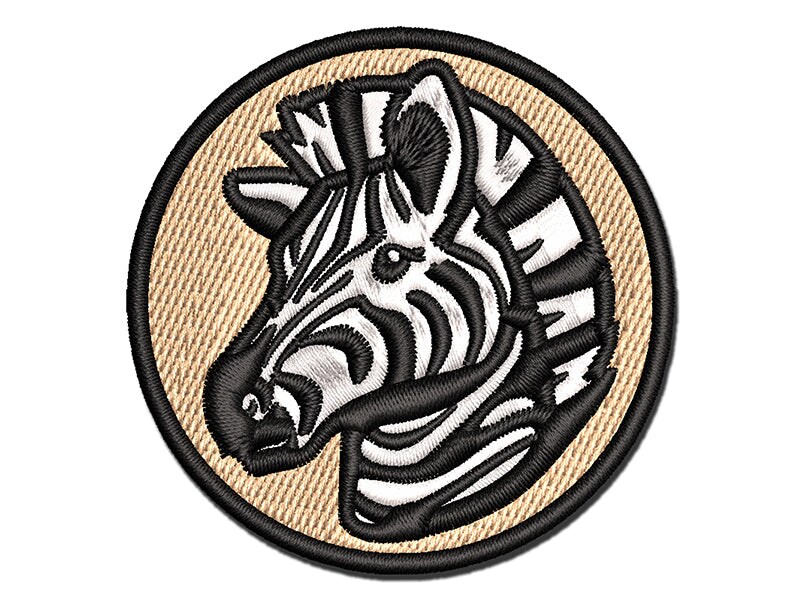Striped Zebra Head Multi-Color Embroidered Iron-On or Hook & Loop Patch ...