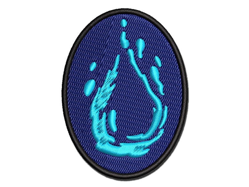 Water Drop Droplet Multi-Color Embroidered Iron-On or Hook & Loop Patch ...