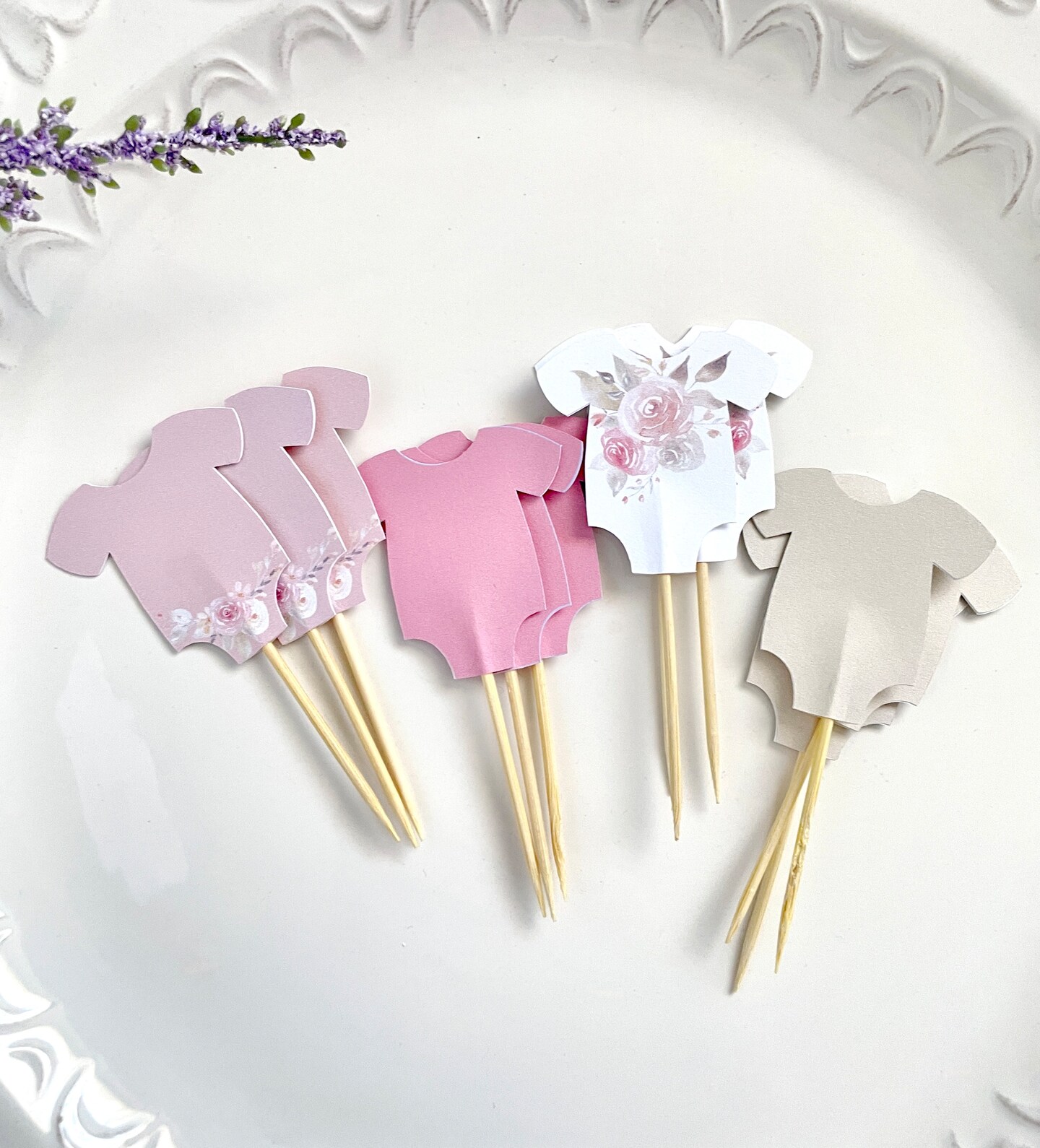 Baby shower cupcake toppers, baby sprinkle food picks, pink baby shower ...