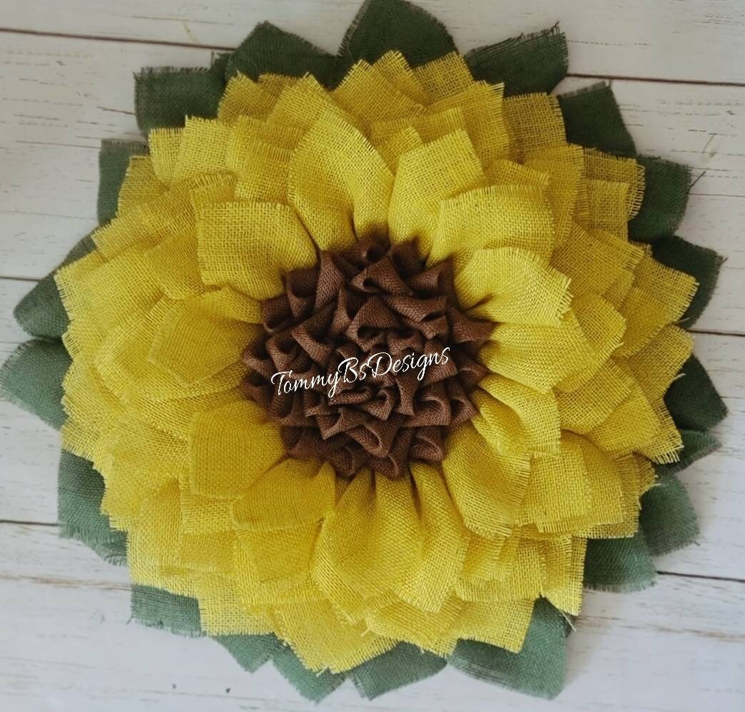 Burlap Sunflower; Sunflower Wreath; burlap sunflower; Spring Decor ...