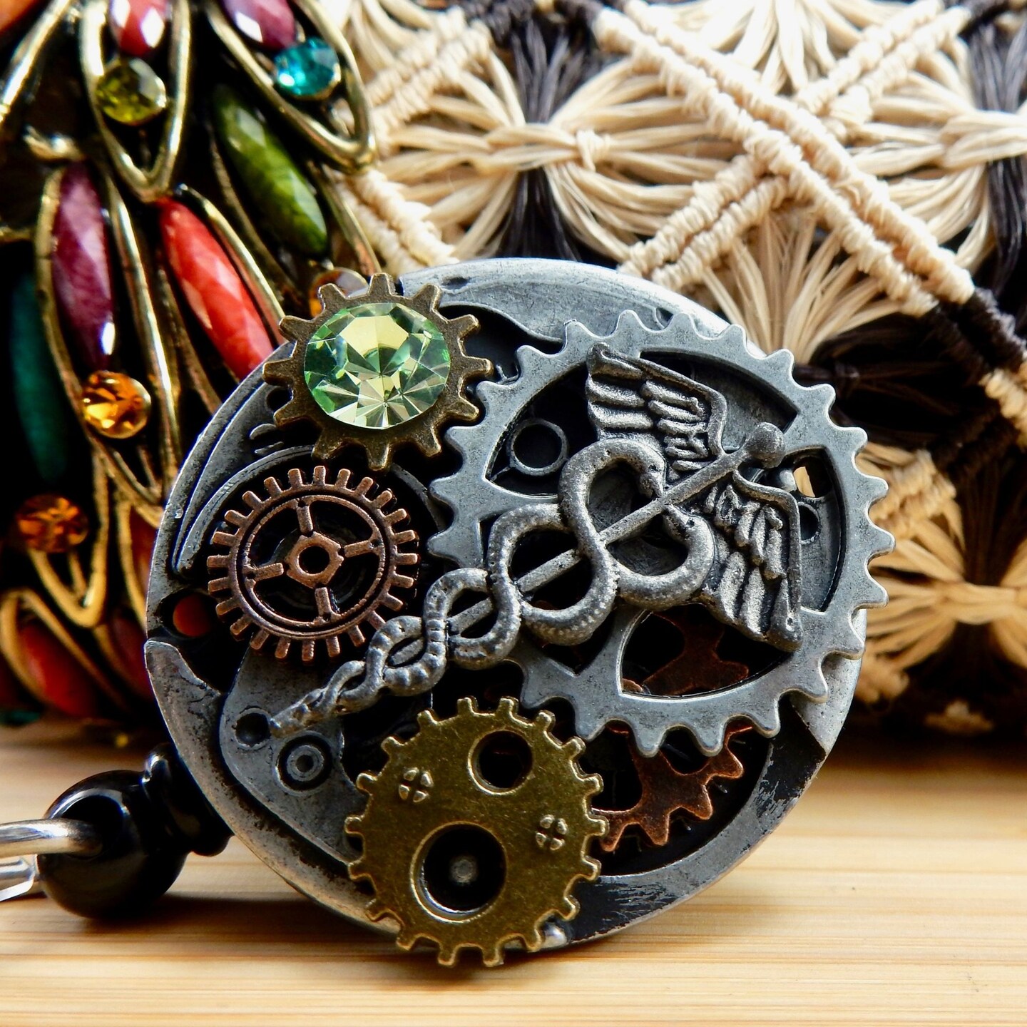 Personalized Steampunk Caduceus Badge Reel, Custom Steampunk ...