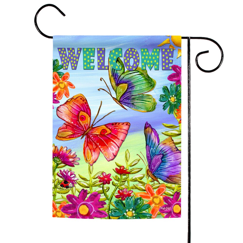 Welcome Butterfly Field Decorative Welcome Flag | Michaels