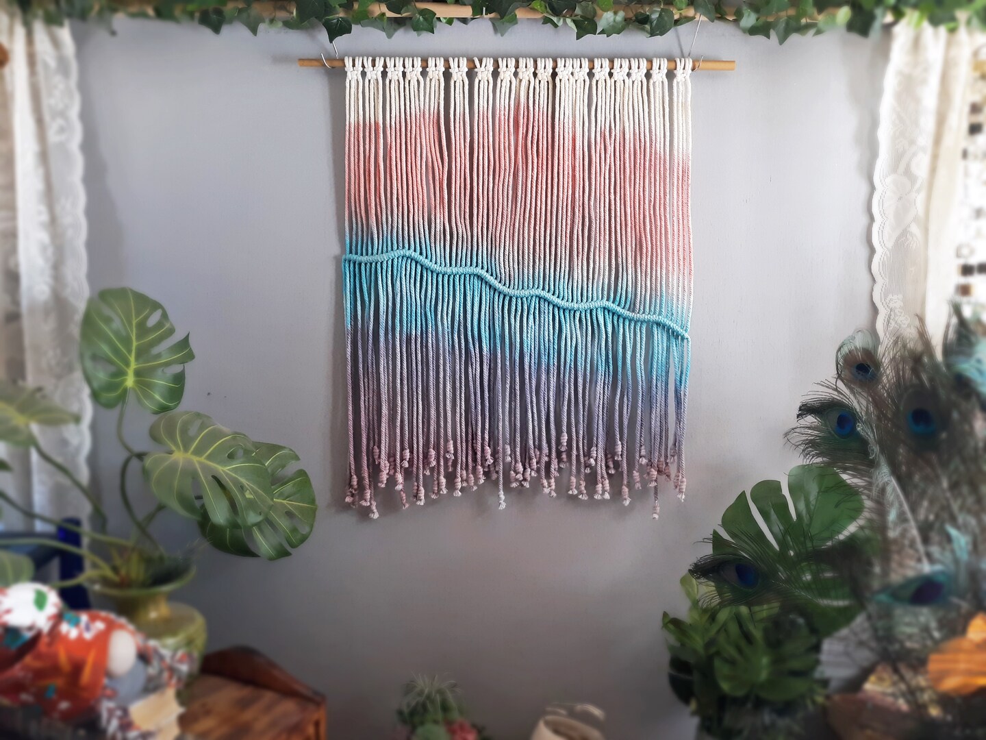 Color Wave Macrame Wall Hanging for Home Decor, Colorful Tapestry for ...