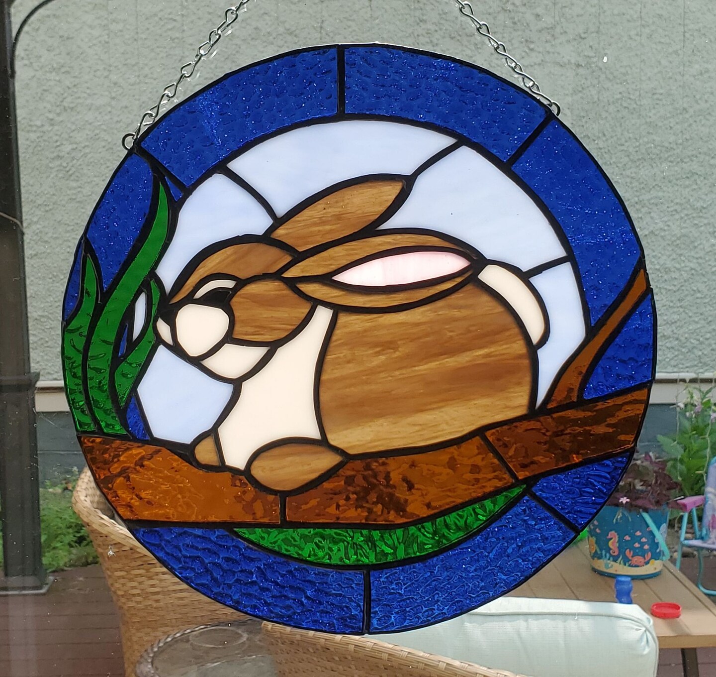 Stained Glass Bunny, Stained Glass Rabbit, Bunny Suncatcher, Circular ...