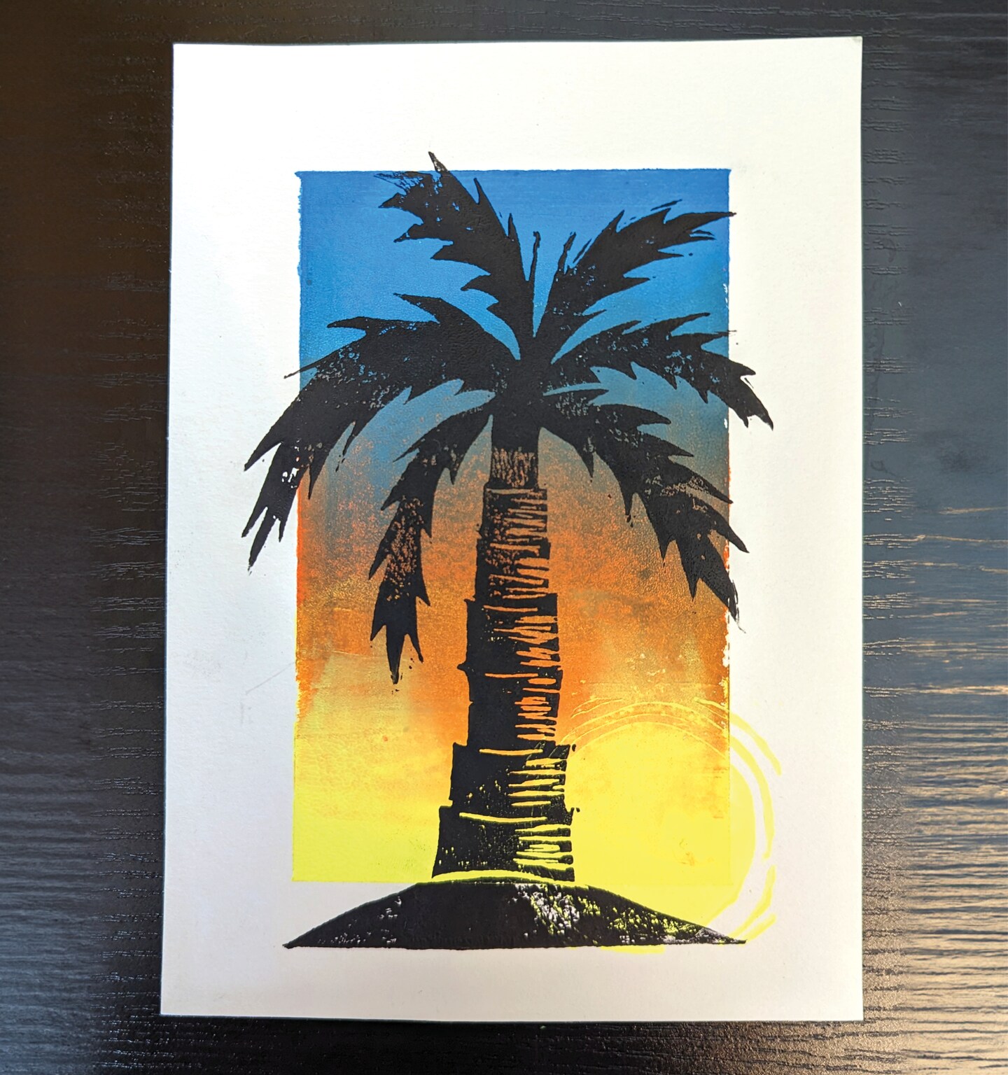 Palm Tree Sunset | Linocut Print | 5x7 | MakerPlace by Michaels