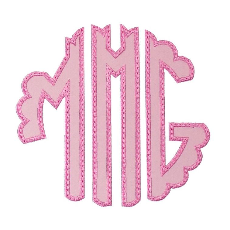 Pink Scallop Monogram Custom Personalized Sew or Iron on Patch ...