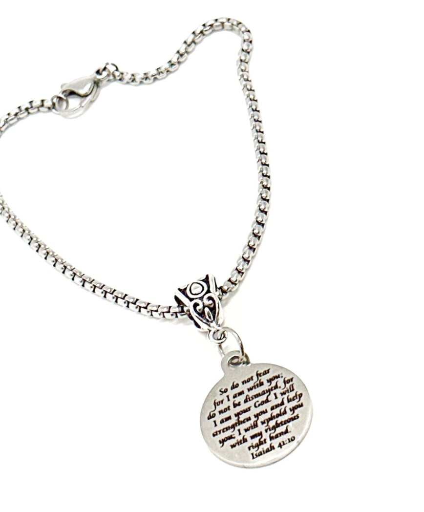 Do Not Fear God Is With You Isaiah 41 10 Charm Bracelet, Scripture ...