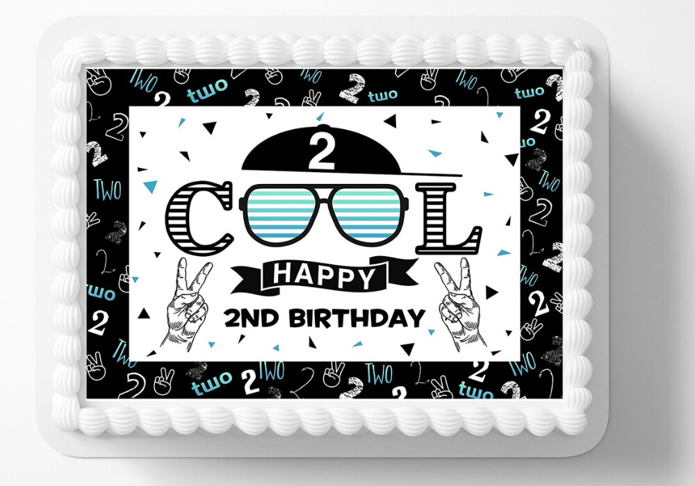 2 Cool Two year Old Edible Image Birthday Cake Topper Edible Cake ...
