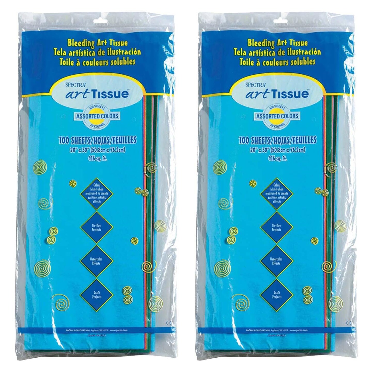 Deluxe Bleeding Art Tissue, Assorted 20 Colors, 20" x 30", 100 Sheets ...