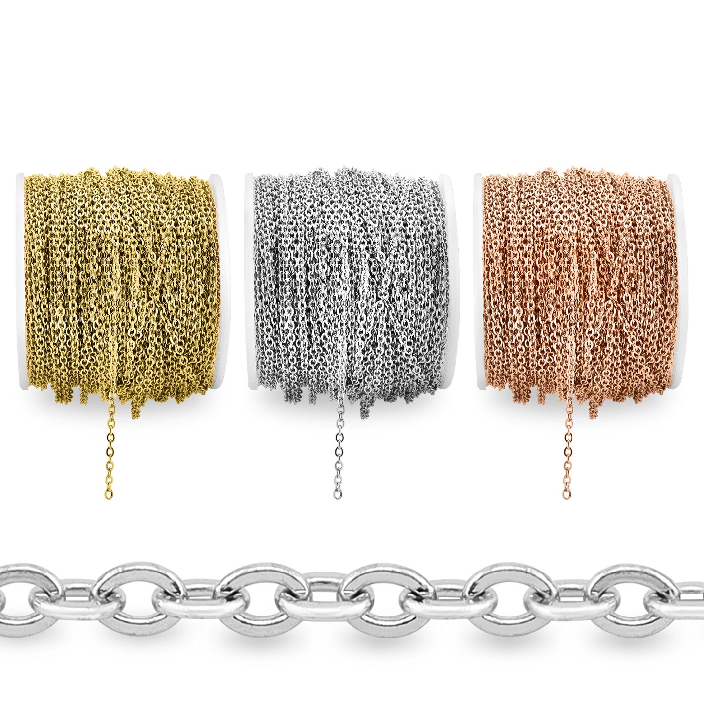 Stainless Steel 2.5mm Oval Loop Chain 164' Spool 50 meter | Michaels