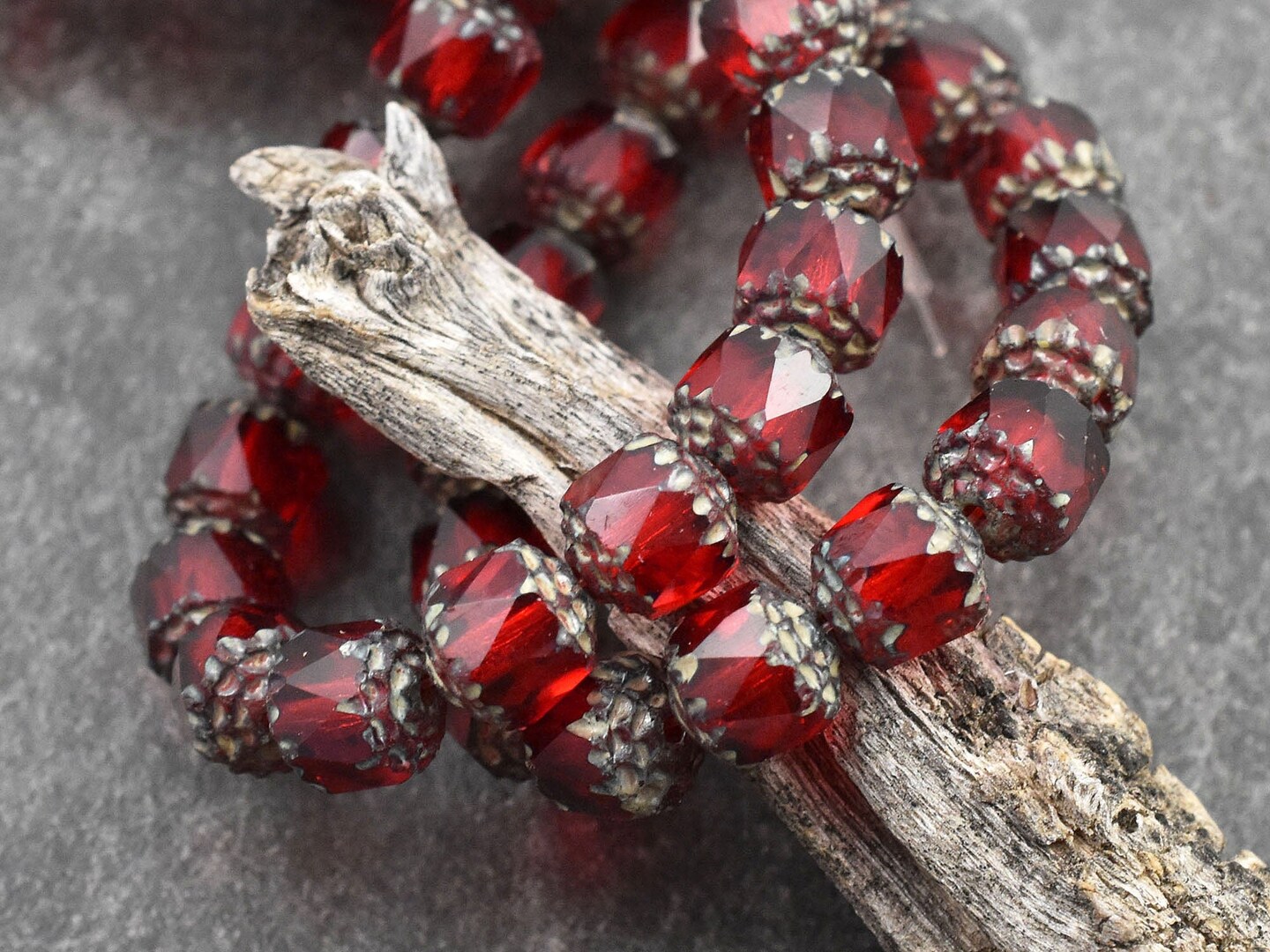 *15* 8mm Ruby Red Picasso Fire Polished Cathedral Beads | Michaels