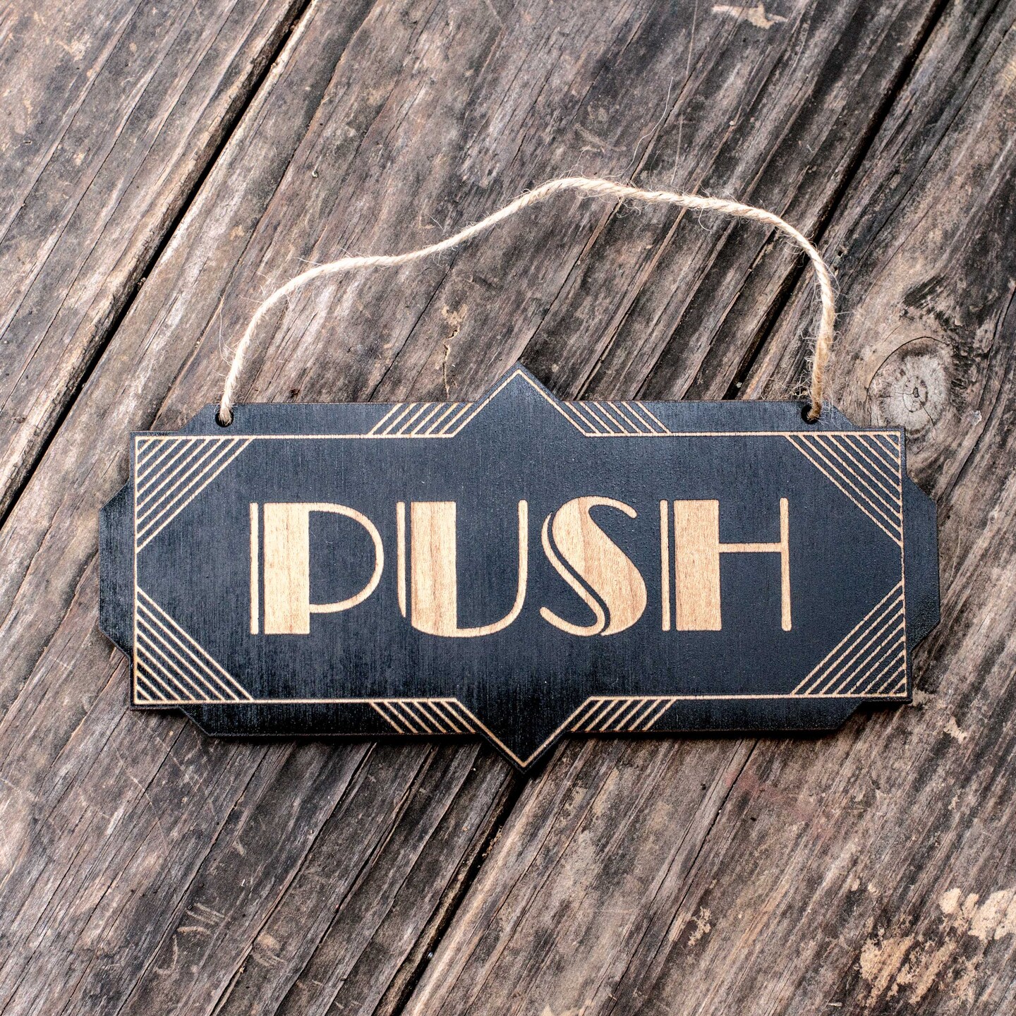 Push - Black Door Sign - Art Deco 8x4in | Michaels