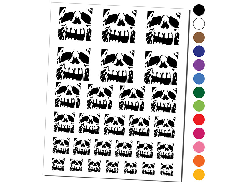 Negative Skull Spooky Bone Face Halloween Temporary Tattoo Water ...