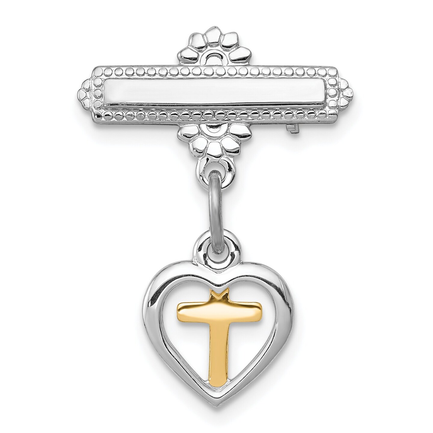 Sterling Silver Dangling Heart Vermeil Cross Pin | Michaels