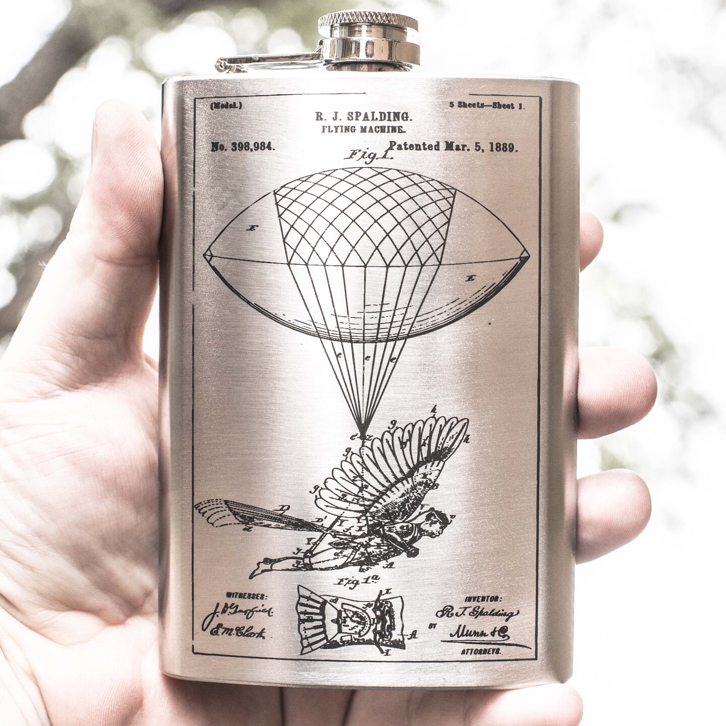 8oz Steampunk Flying Man Stainless Steel Flask | Michaels