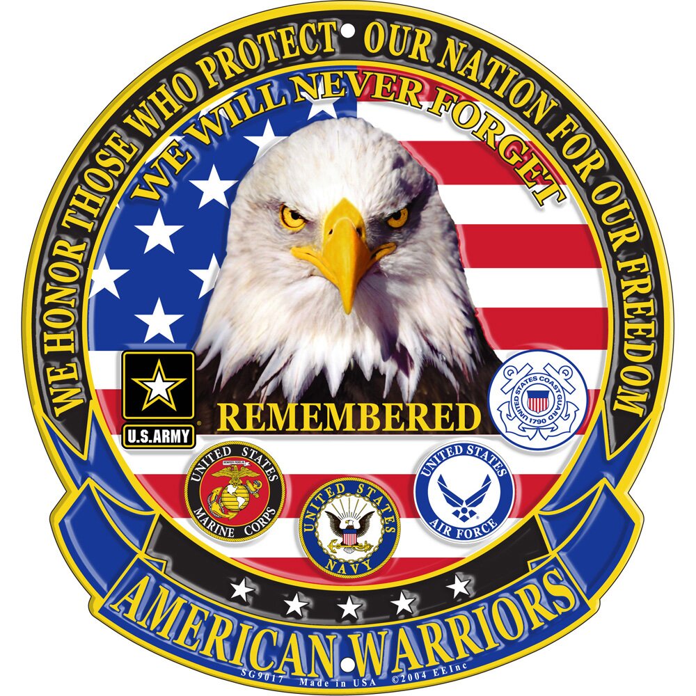 US. Military We Will Never Forget American Warriors Aluminum Round Wall ...