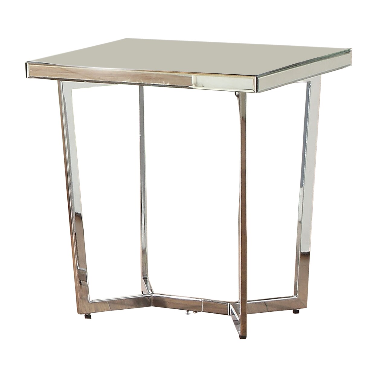Saltoro Sherpi Mirror Top End Table With Metal Base In Chrome Finish ...
