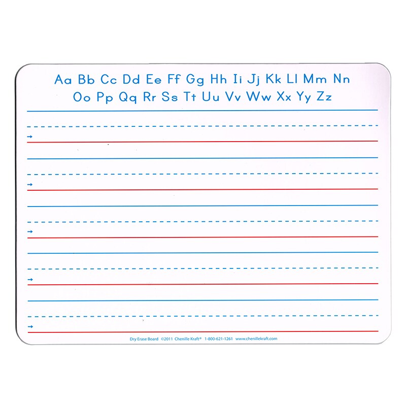 Handwriting Whiteboard, 2-Sided, Ruled/Plain, 1" x 1/2" x 1/2" Ruled, 9 ...