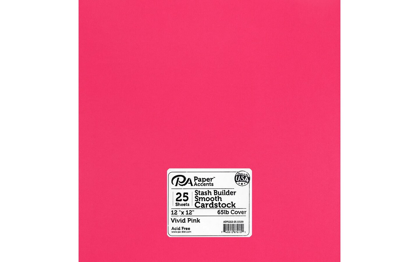 PA Paper Accents Stash Builder Cardstock 12" x 12" Vivid Pink, 65lb ...
