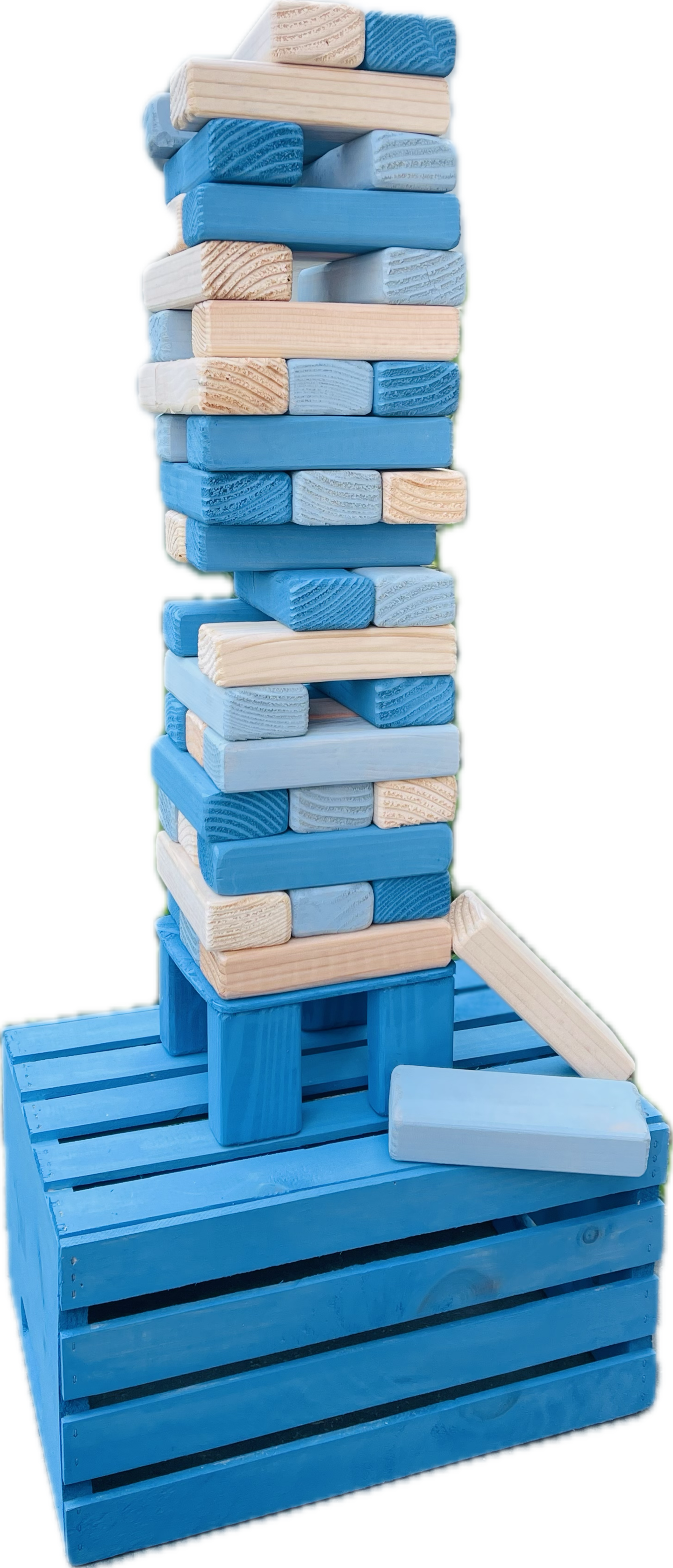 Jumbo Giant Tumble Tower beach Blue Topple Play up 6ft inc Crate and ...