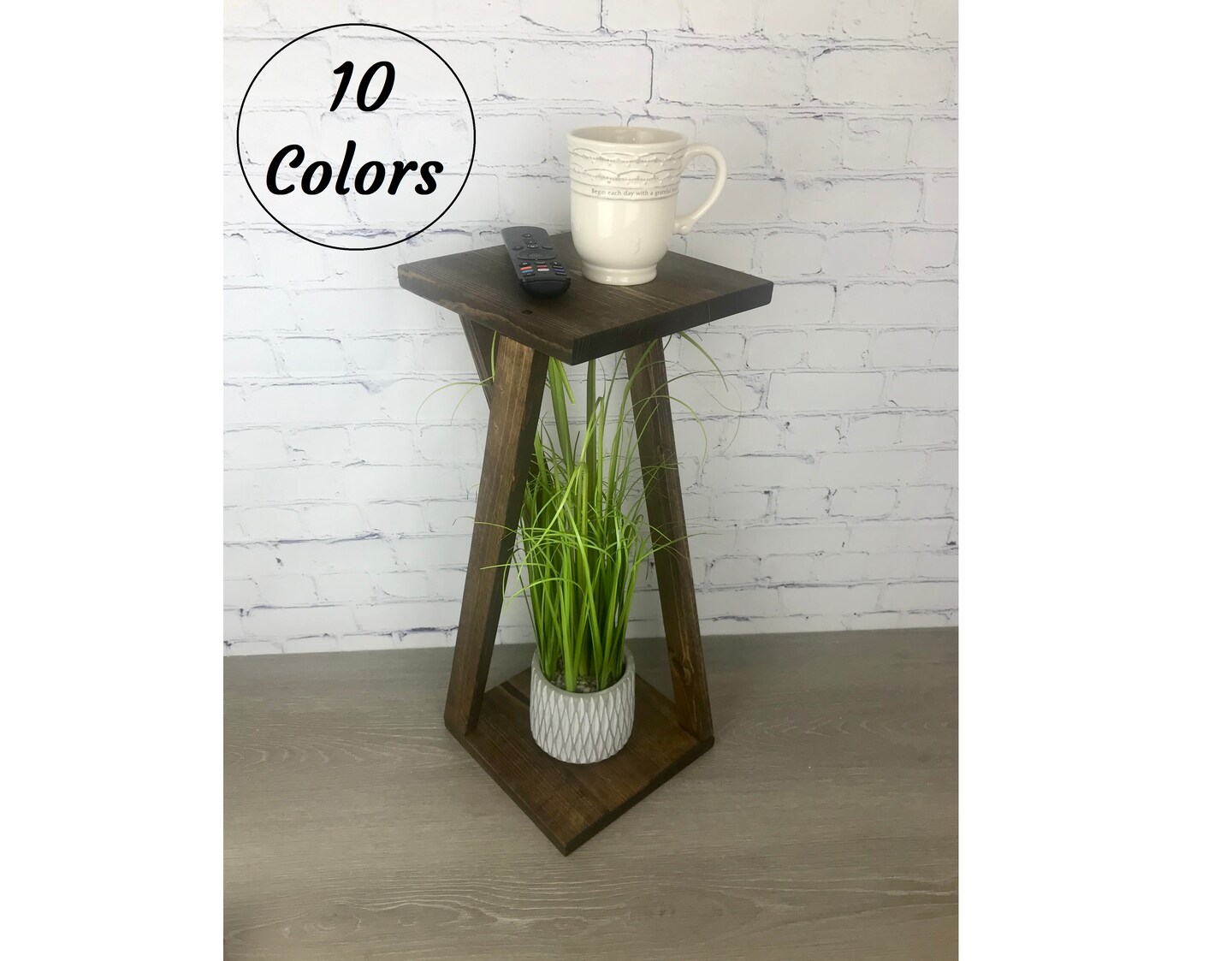 Small Side Table Natural Wood Angle Bed End Nightstand Accent Table ...