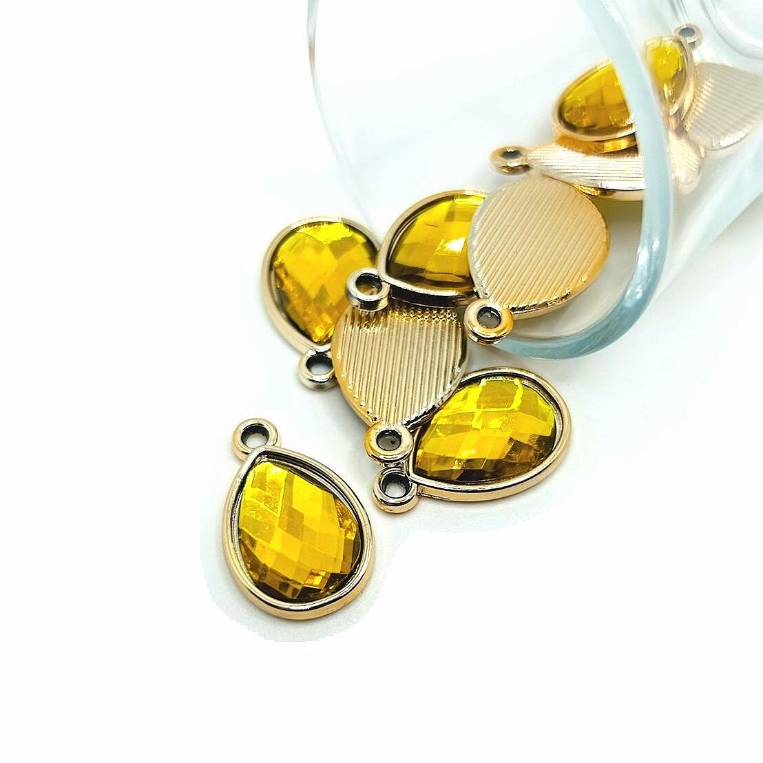 4, 20 or 50 Pieces: Yellow and Gold Acrylic Teardrop Charms | Michaels