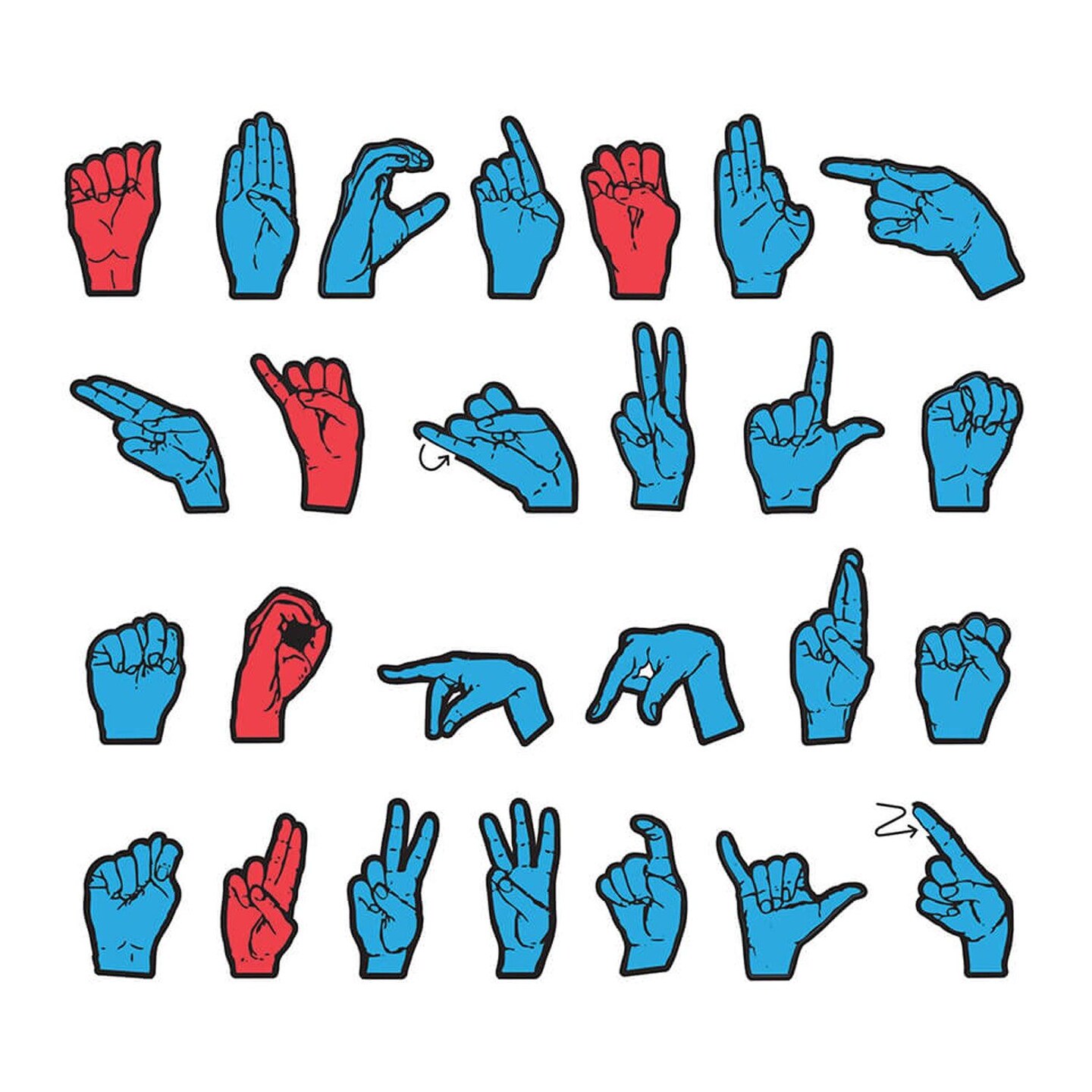 Magnetic Sign Language Letters, Red & Blue Colors, Assorted Sizes, 26 ...