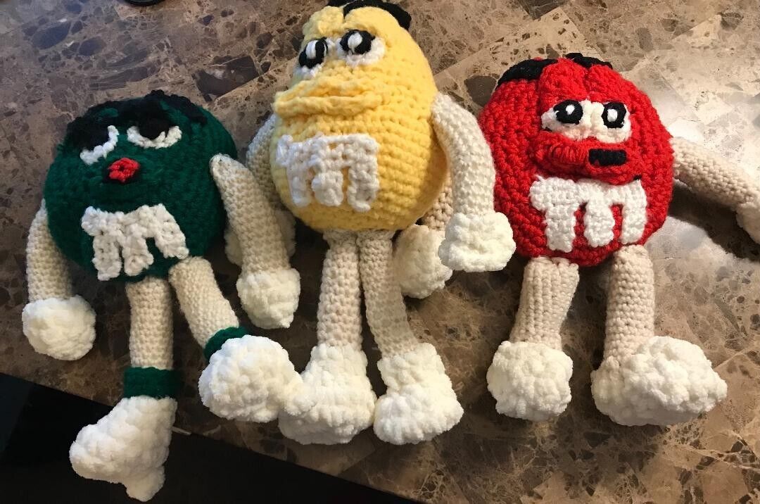Crochet MandM Amigurumi, Crochet Red Green and Yellow Set | MakerPlace ...