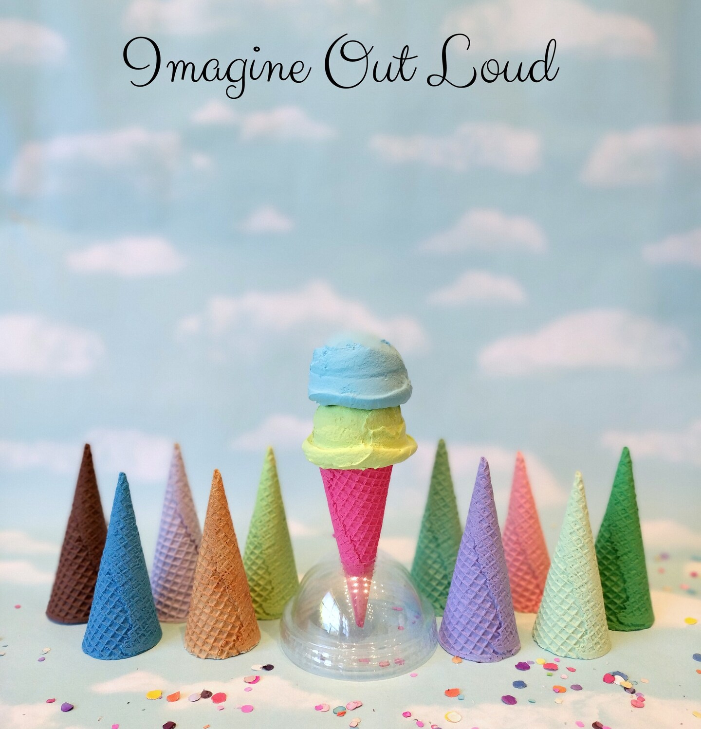 Fake Ice Cream CONE and COLOR CHOICE Double Blue Lime Green Realistic ...