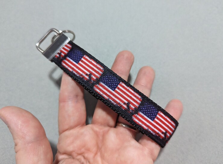Patriotic Rustic American Flag Wristlet Keychain, 1 Inch Wide, About 10 ...