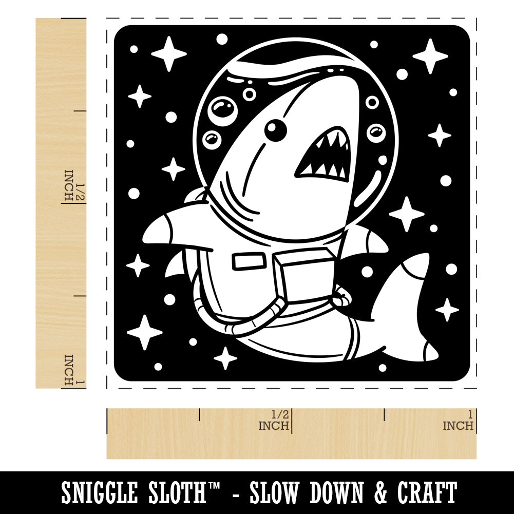Shark Astronaut Floating in Space Self-Inking Rubber Stamp Ink Stamper ...