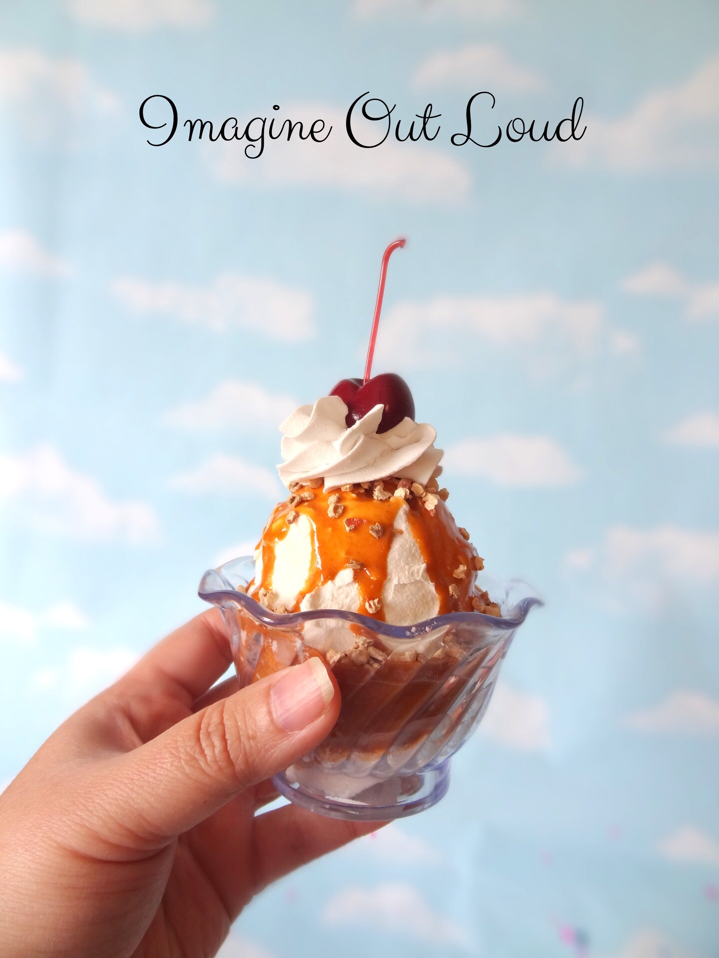 Fake Ice Cream Sundae Small Vanilla with Caramel sauce and Nuts Faux ...