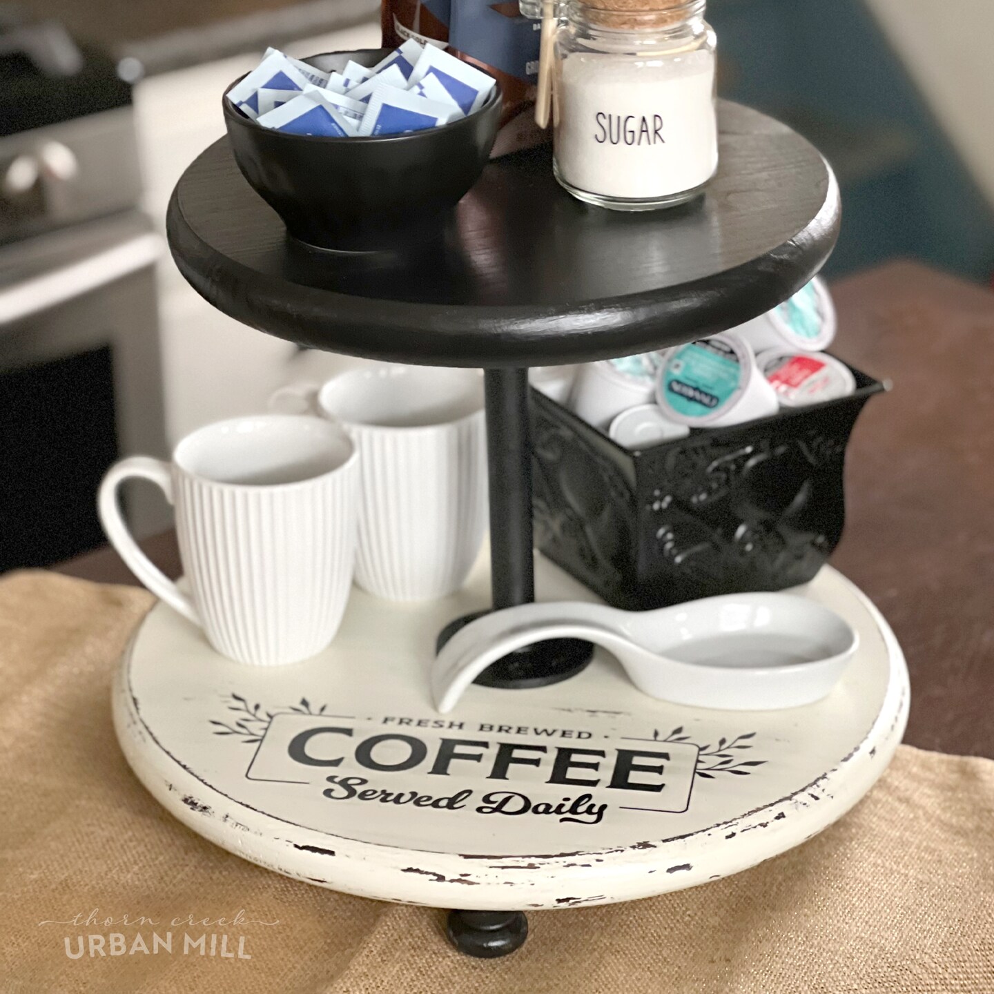 2 Tiered Coffee Station, Coffee Bar, Farmhouse Style, Centerpiece ...