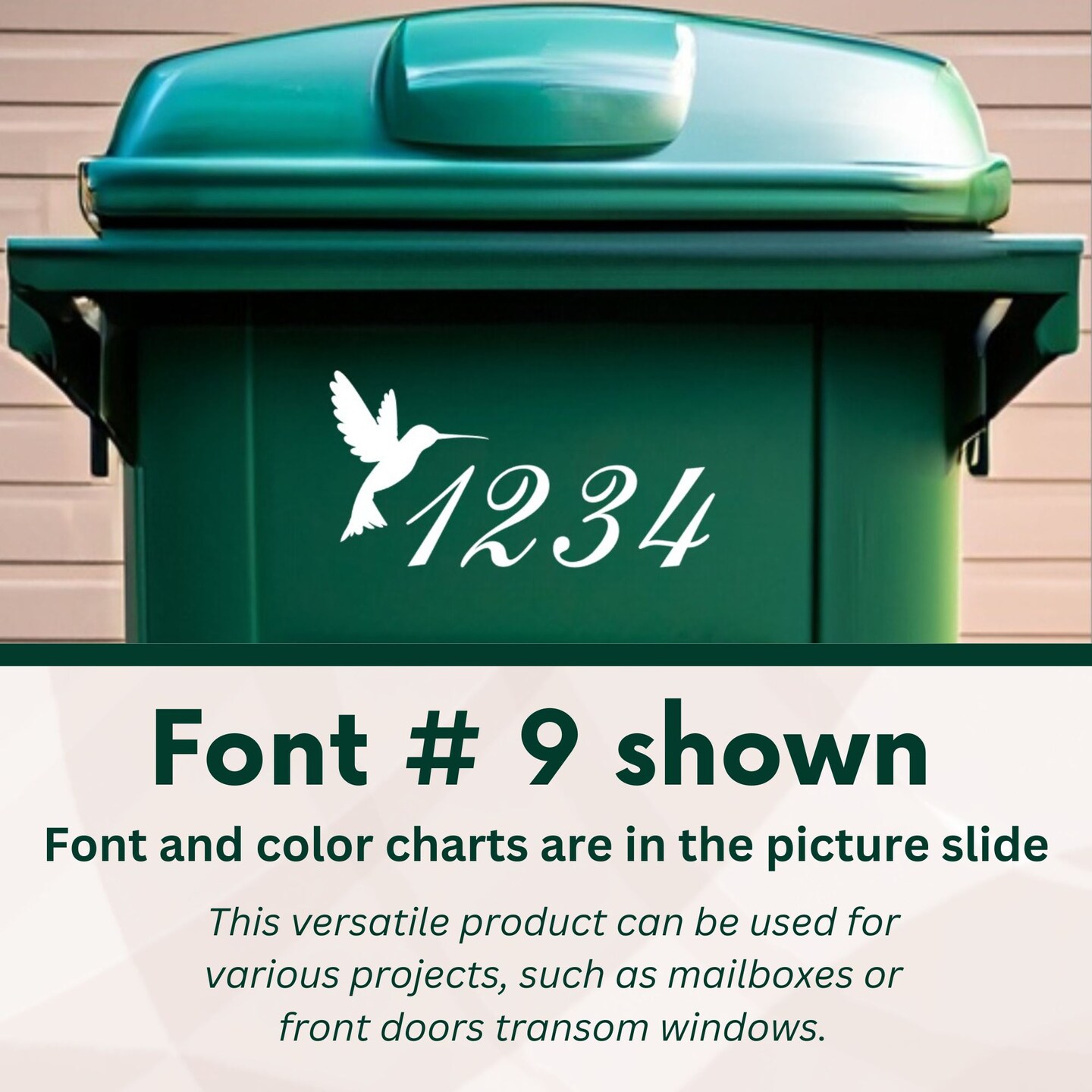 Garbage can decal, Hummingbird trash can sticker, Garbage Bin Labels ...