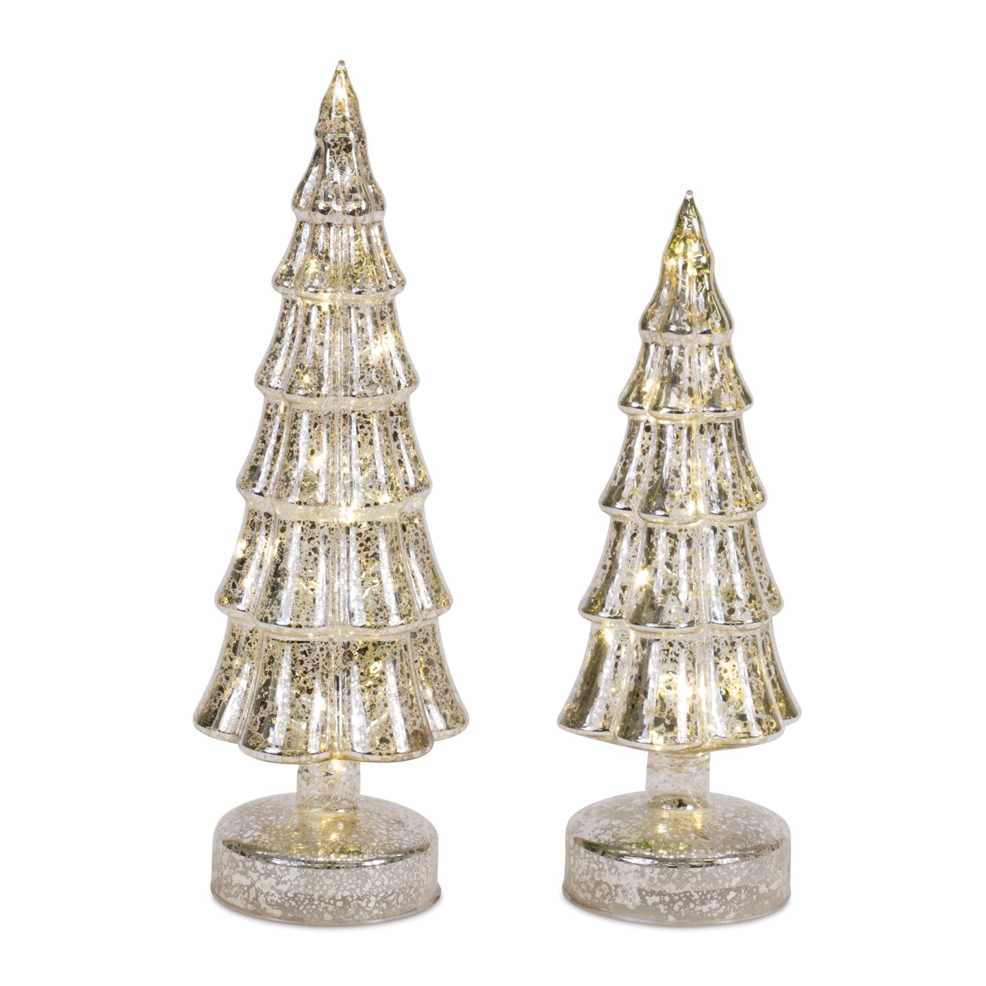 Melrose Set of 3 Silver LED Lighted Christmas Tree Tabletop Decor 13 ...