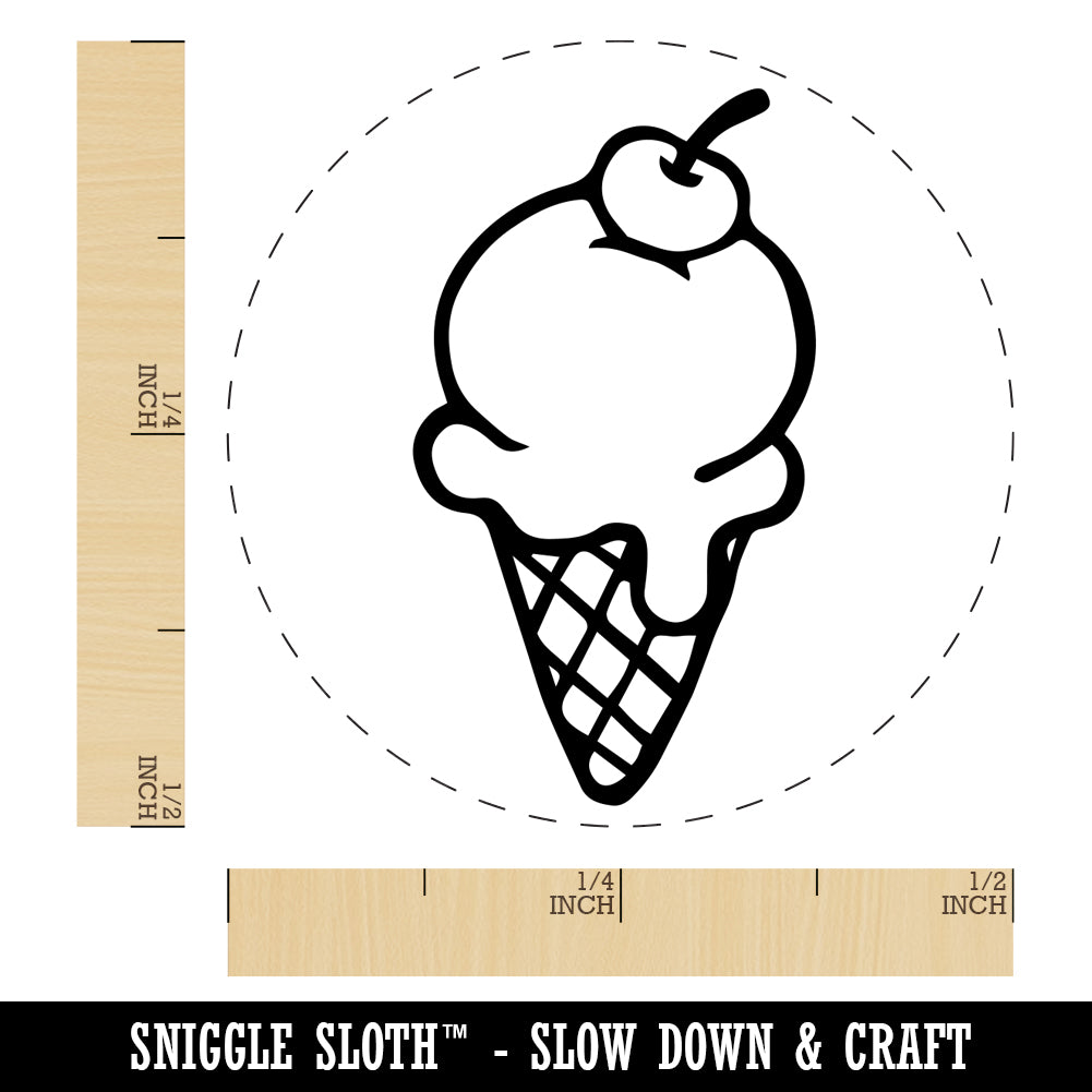 Hand Drawn Cute Ice Cream Cone Doodle Self-Inking Rubber Stamp for ...
