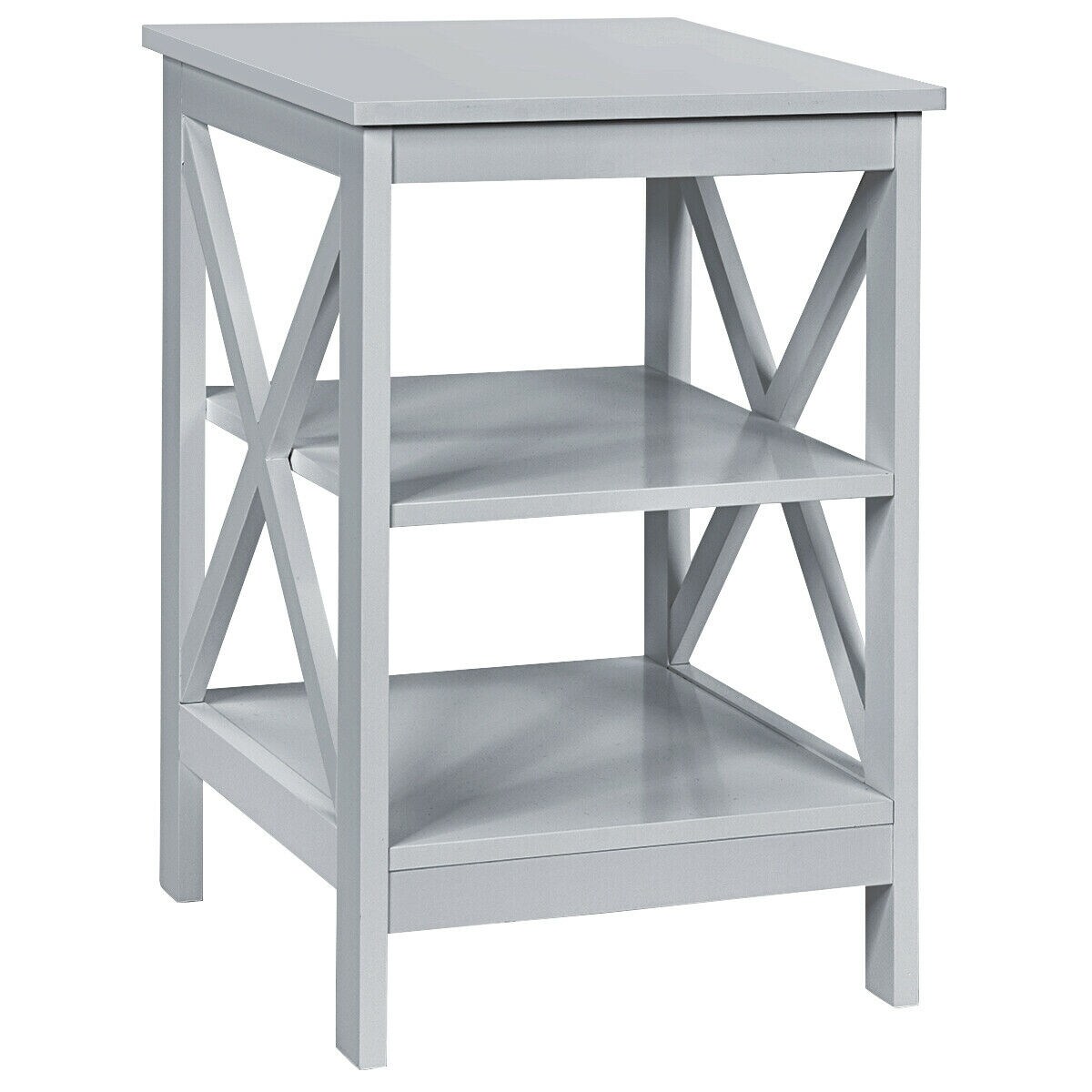 Multi-Functional Side Table with 3 Tier Storage Compartment and X ...