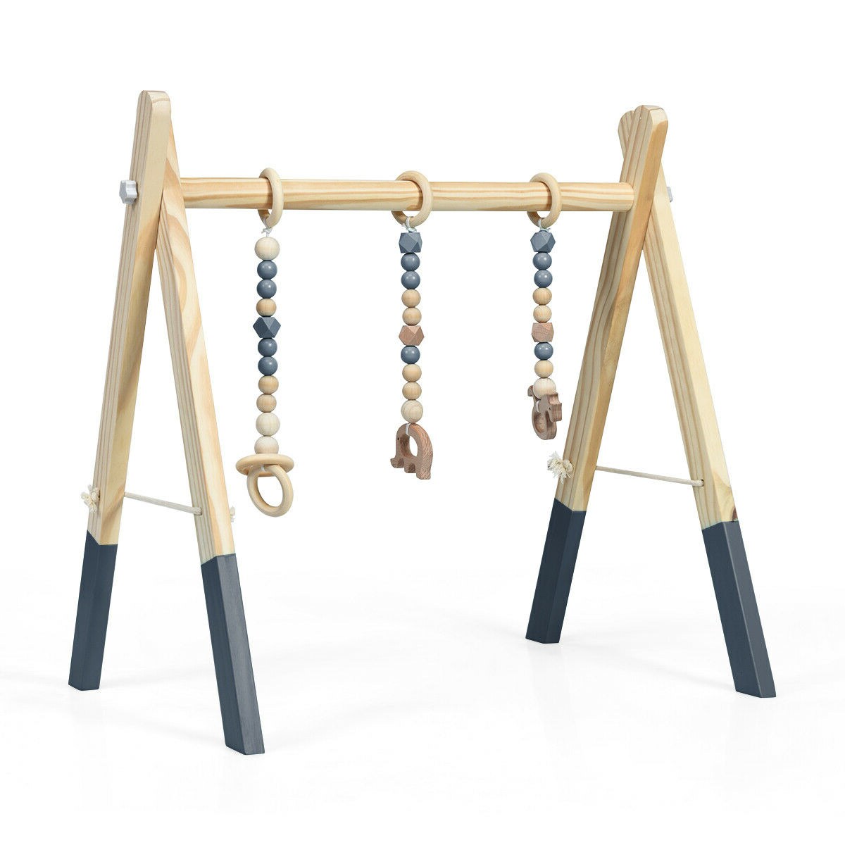 Portable 3 Wooden Newborn Baby Exercise Activity Gym Teething Toys ...