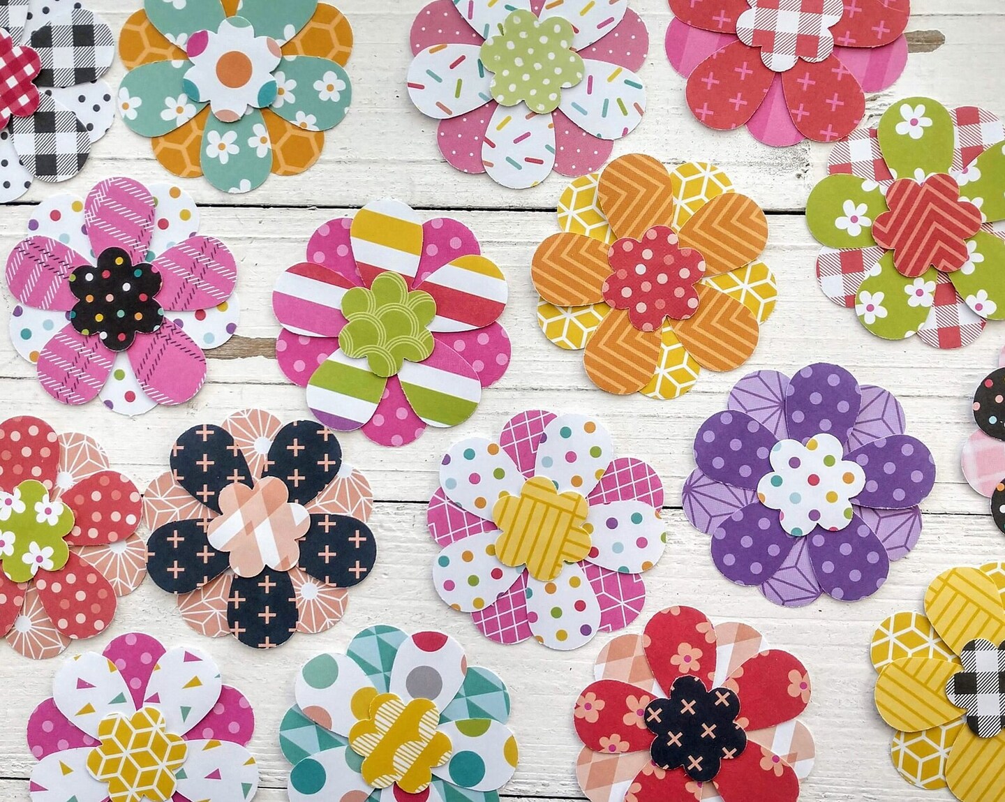 20 Colorful Flower Embellishments, Junk Journal, Journal Accessories ...