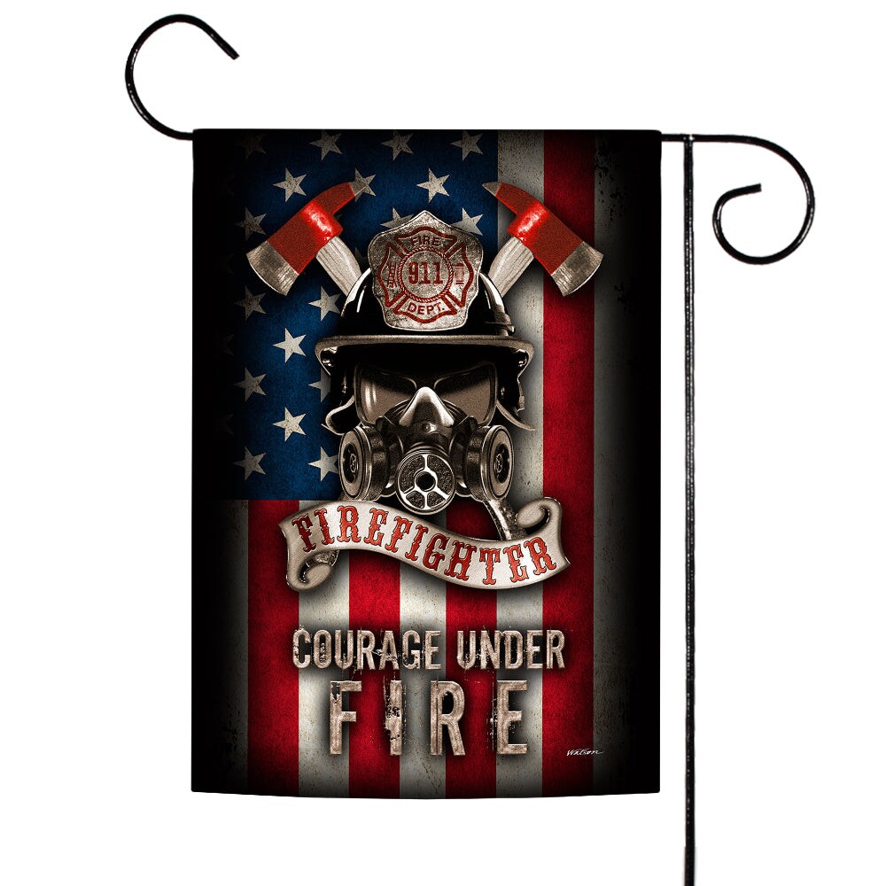 Courage Under Fire Decorative Firefighter Flag, Size: 12 in x 18 in ...